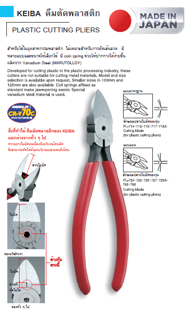 KEIBA คีมตัดพลาสติก ด้ามบาง รุ่น PL-726 (6") Made in Japan | Lazada.co.th