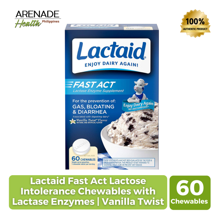 Lactaid Fast Act Lactose Intolerance Chewables with Lactase Enzymes ...