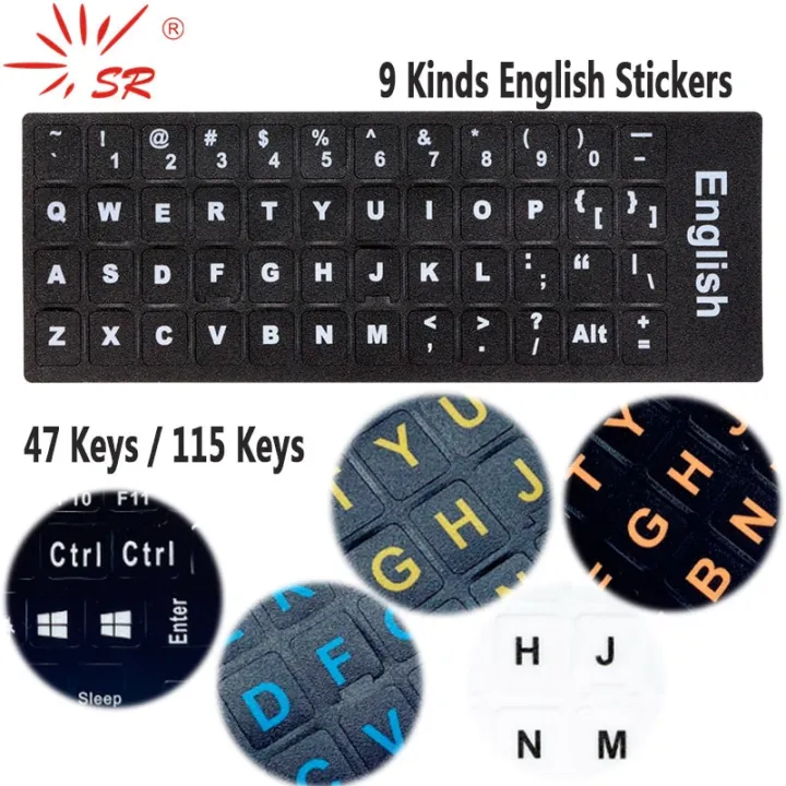 SR English Language 16 Standard Waterproof Keyboard Cover Stickers ...