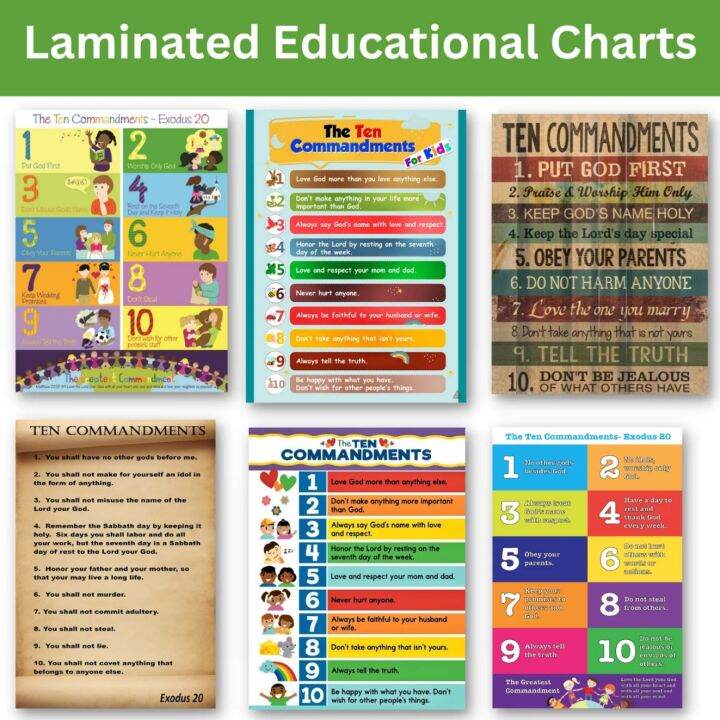 Laminated Ten Commandments Charts, Laminated Educational Posters for ...