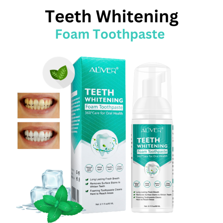 ALIVER Teeth Whitening Mousse Toothpaste Cleansing Teeth Mousse Remove ...