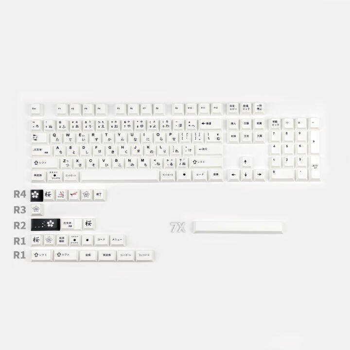 New PBT 125 Keys Black White Japanese Keycaps Cherry Profile For Gaming ...