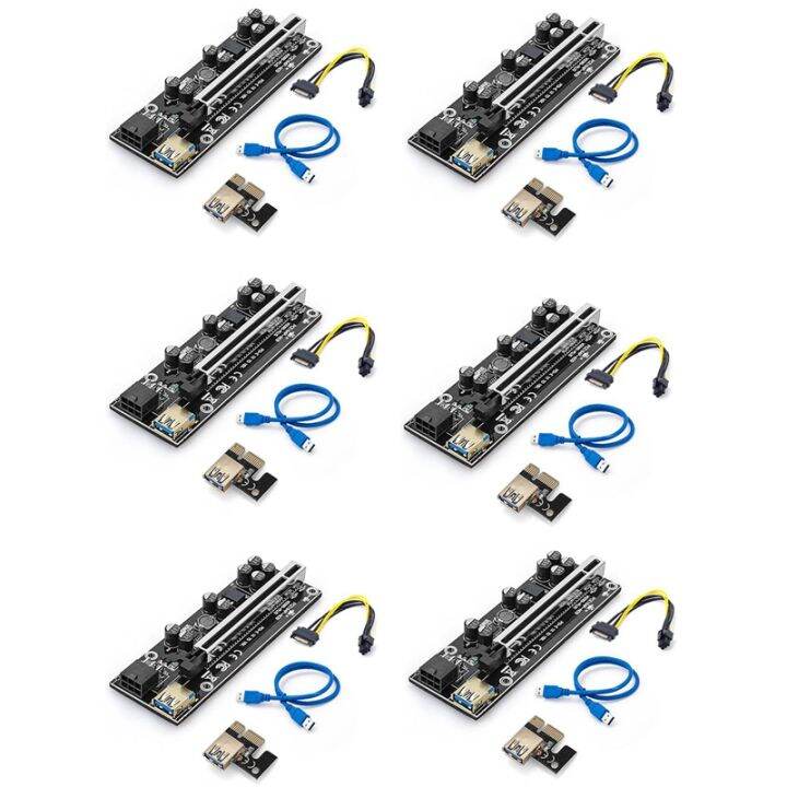 6Pcs 009S PLUS USB 3.0 PCI-E Riser VER009 Express 1X 4X 8X 16X Extender ...