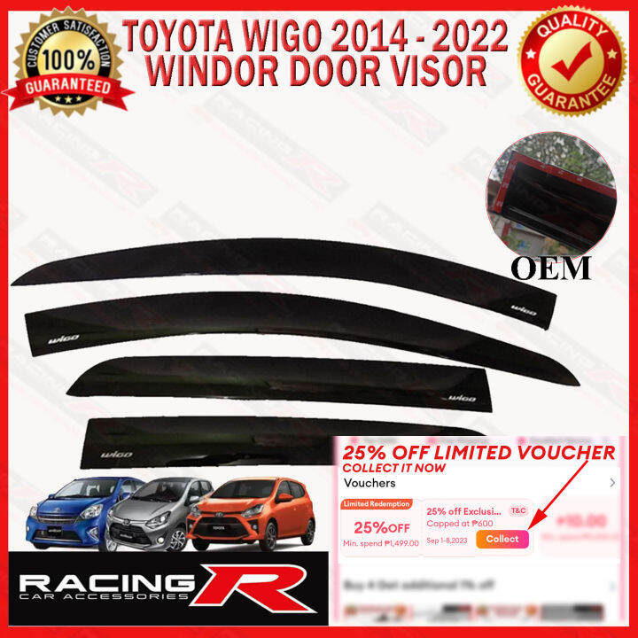 Toyota Wigo 2014 - 2022 OEM Window Door Visor Black 2014 2015 2016 2017 ...