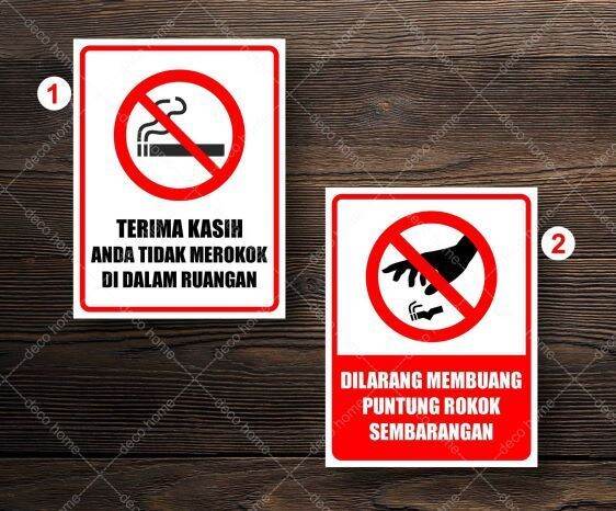 Sticker Waterproof Terimakasih Tidak Merokok Dilarang Membuang Puntung ...