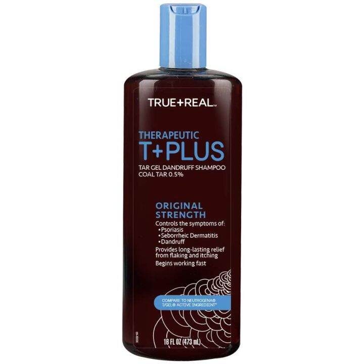TRUE+REAL Therapeutic Plus Tar Gel Dandruff Shampoo | Extra Strength ...