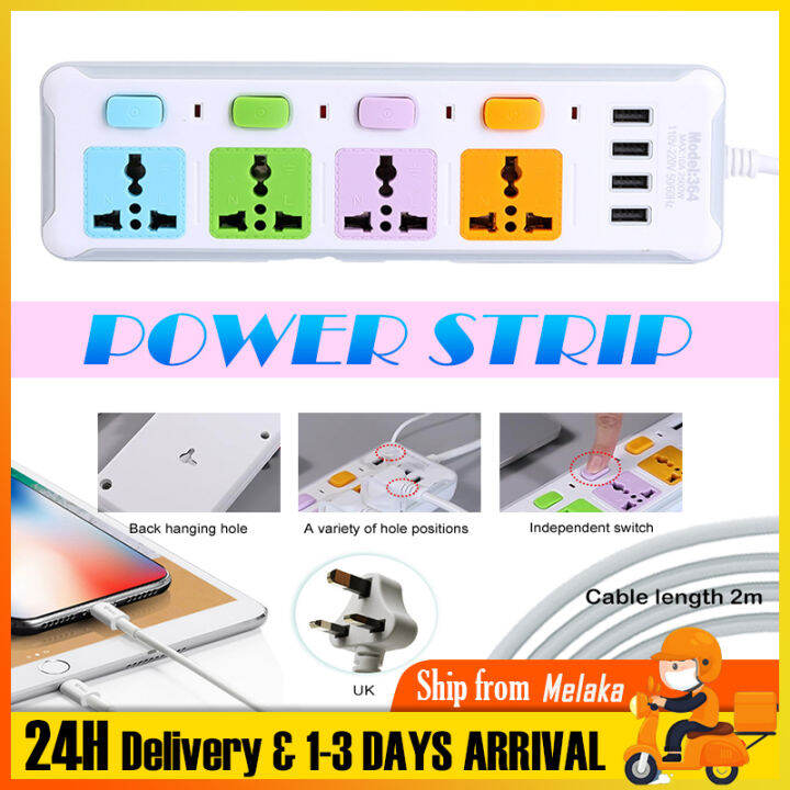 Power Strip Universal Power Socket with 4 AC Sockets + 4 USB Ports ...
