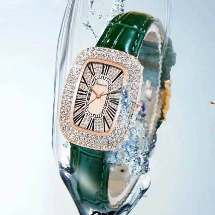 Vintage Crystal Leather Watch Water Resistant Relo Jewelry Bracelet ...