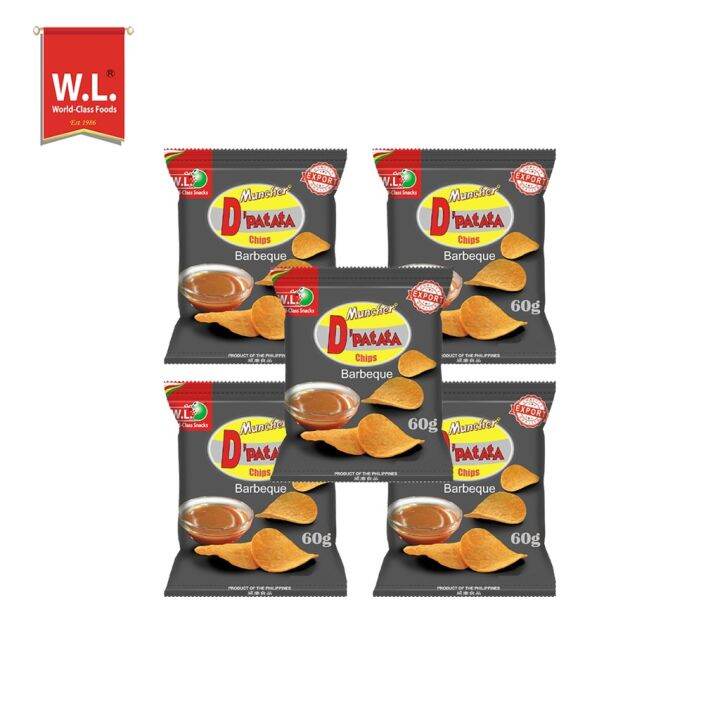 WL FOODS Muncher D' Patata Chips Barbeque 60g x 5's | Lazada PH