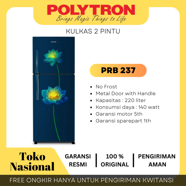[Cianjur] Kulkas Polytron 2 Pintu Beauty Steel 220 liter PRB 237 ...