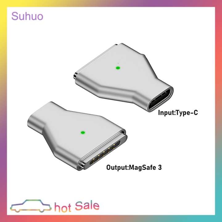 Suhuo 140W TYPE C Magnetic Adapter For Apple Magsafe 1 2 3 For MacBook Air Pro 90Degree Elbow ...