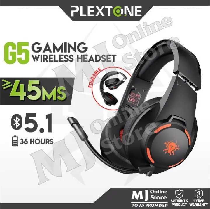 Plextone G5 Gaming Headphone TWS Foldable with Detachable Mic Noise Cancelling,45ms Low Latency ...