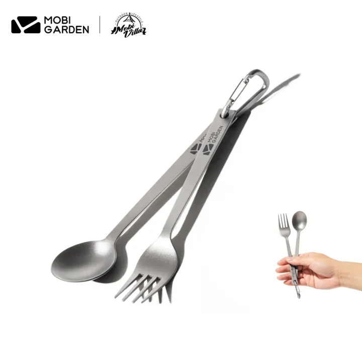 MOBI GARDEN Camping Titanium Spoon Fork Set Lightweight Picnic Easy ... MOBI GARDEN Camping Titanium Spoon Fork Set Lightweight Picnic Easy ...