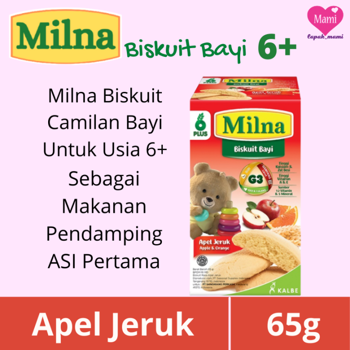 Milna Biscuit Apel Jeruk 65g Biskuit Snack Camilan Bayi 6-12 Bulan ...