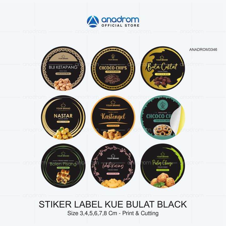 Stiker Label Kue Bulat Black | Sticker Label Kue Kering | Anadrom 3346 ...