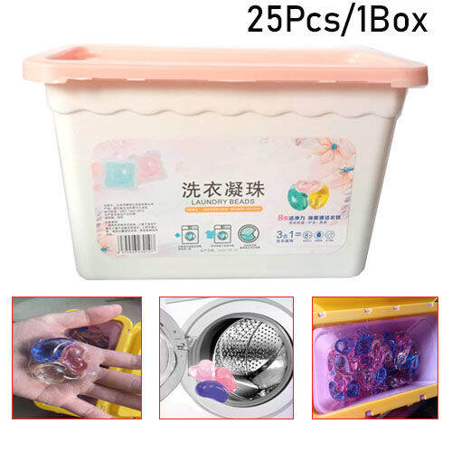Laundry Bead 3 In 1-25Pcs/1Box Liquid Laundry Detergent Capsules Ball Wash Beads Laundry Long ...