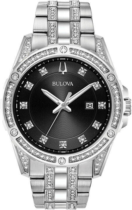 Bulova Box Set Quartz Calendar Mens Watch, Stainless Steel Crystal ...