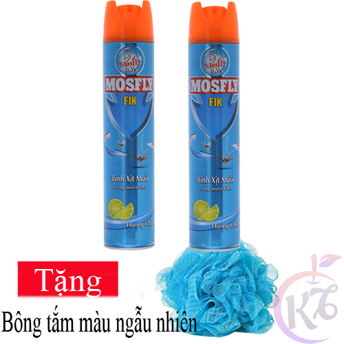 Combo 2 Bình xịt muỗi Mosfly FIK chai 600ml hương chanh Tặng 1 bông tắm ...