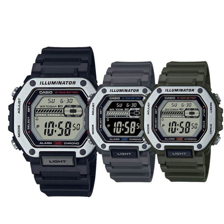 Casio MWD-110H with metal bezel, 10-year battery, enhanced stopwatch ...