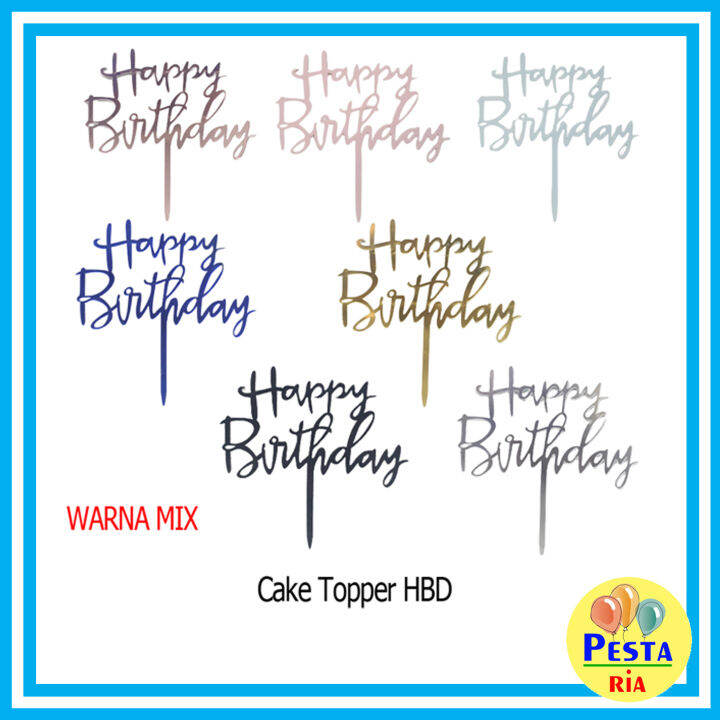 Murah!! (1Pcs) Cake Topper HBD Latin, cake topper akrilik, topper ...