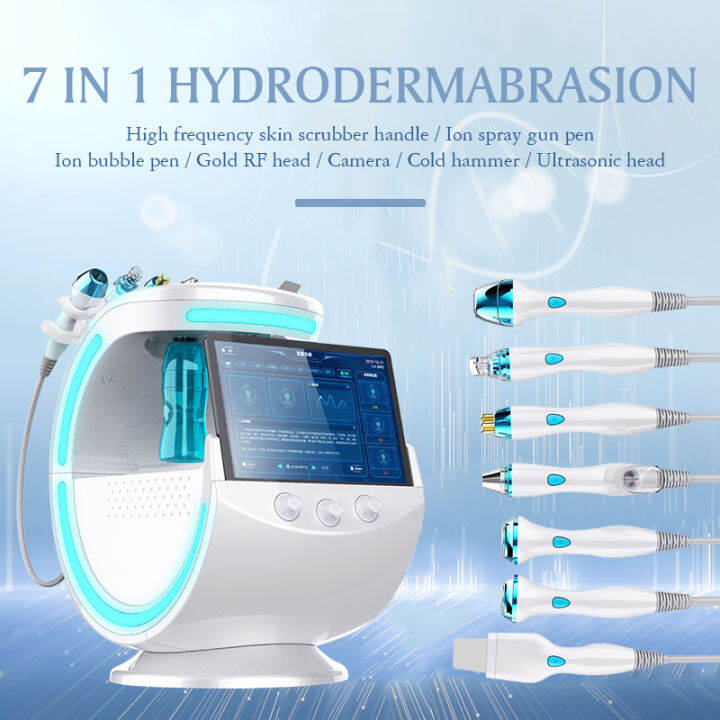 Portable Ice Blue Facia Hydrafacial Machine With Skin yzer 7 in 1 Smart ...