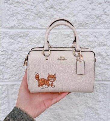 Coach CD445 Mini Rowan Crossbody With Dancing Kitten In Chalk Multi ...