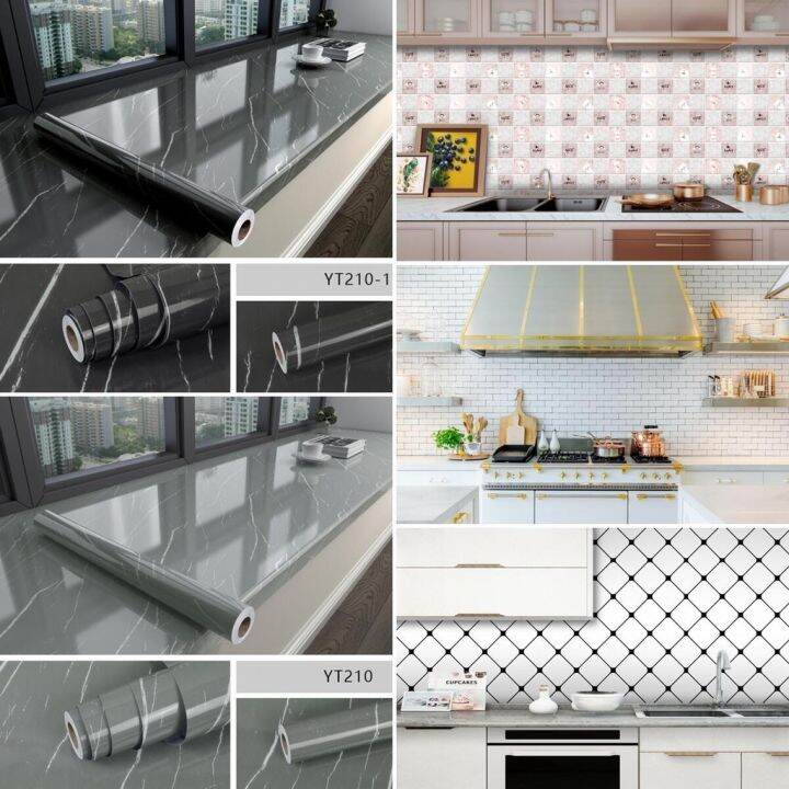 Hot Marble Kitchen decorate Wallpaper Waterproof and Oil proof Stickers thickening 60cmx5m Table ...