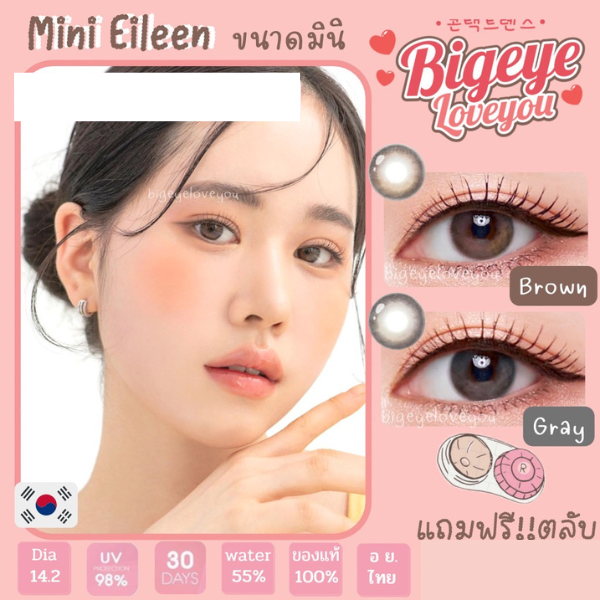 คอนแทคเลนส์ Mini Eileen Brown / Gray (Kitty Kawaii) ขนาดมินิ 🌷 ลายฮิต สุดปังในเกาหลี | Lazada.co.th
