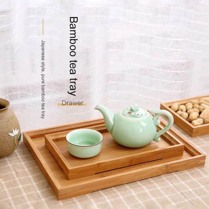 Japanese-Style Multi-Sizes Bamboo Tea Tray Wooden Breakfast Serving ...