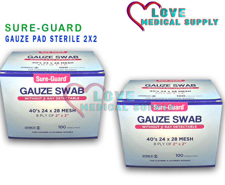 SURE-GUARD GAUZE SWAB w/o XRAY DETECTABLE 40's 24x28 MESH [100 STERILE ...