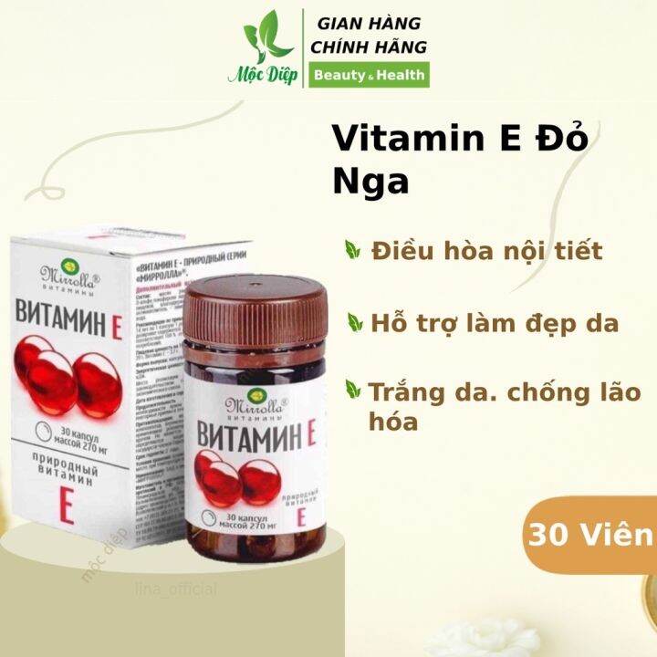 Vitamin E đỏ Nga 270mg 30 Viên Chính Hãng Hỗ Trợ Làm đẹp Da Chống Lão