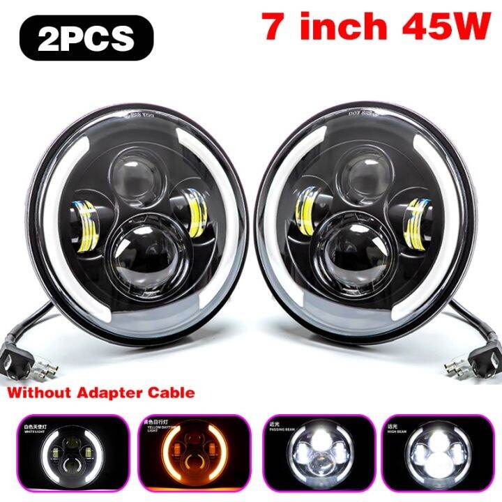 1Pair Car Headlight Lights 45W Car Led Lamp H4 7 inch Car Accessories ...