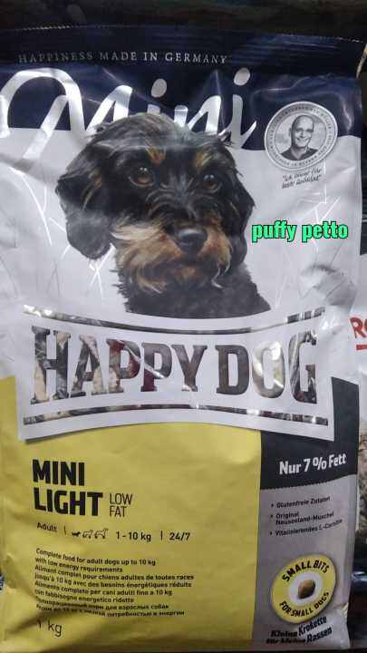 puffy petto Happy Dog Mini Light 1kg Low Fat Dogfood | Lazada Indonesia