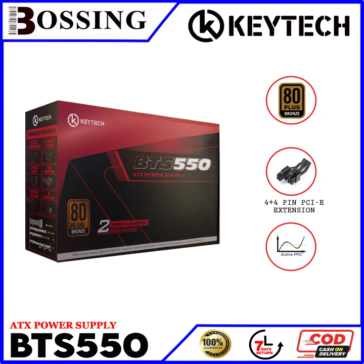KEYTECH BTS550 ATX Power Supply 80Plus Bronze Rated 550w Power Supply ...