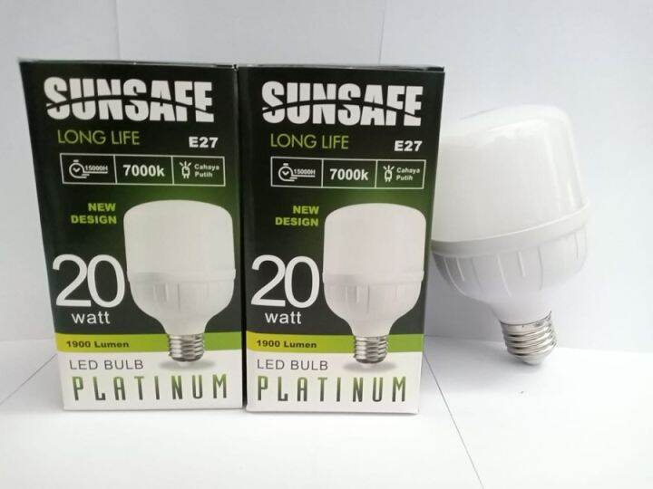 Lampu LED Sunsafe Platinum 20W Bohlam LED 20 Watt Cahaya Putih | Lazada ...