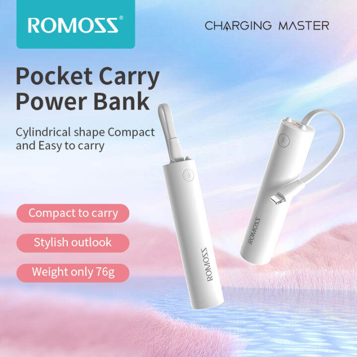 Romoss PSC02 2000mAh 7.4W Built-in Cable Powerbank Pocket-Bar Type-C ...