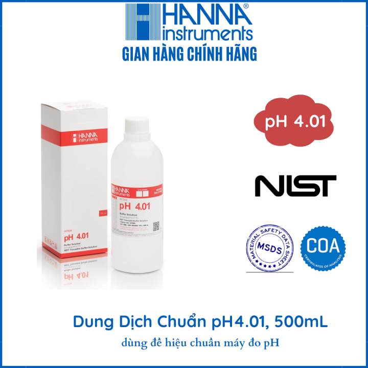Dung Dịch Chuẩn NIST pH4.01 Để Kiểm Tra/Hiệu Chuẩn Lại Bất Kỳ Máy Đo pH Nào Tại Điểm 4.01, Chai ...
