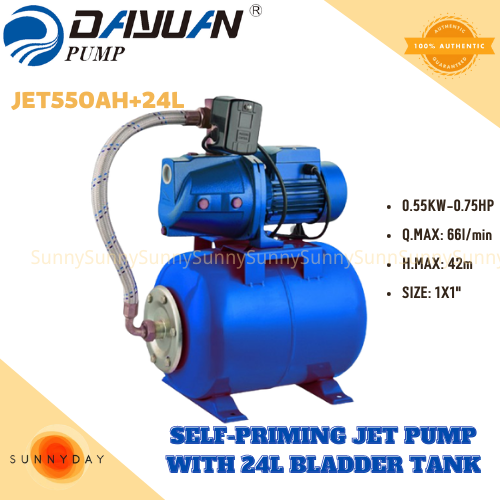 DAYUAN 0.75HP SELF PRIMING JET PUMP WITH 24L BLADDER TANK | Lazada PH