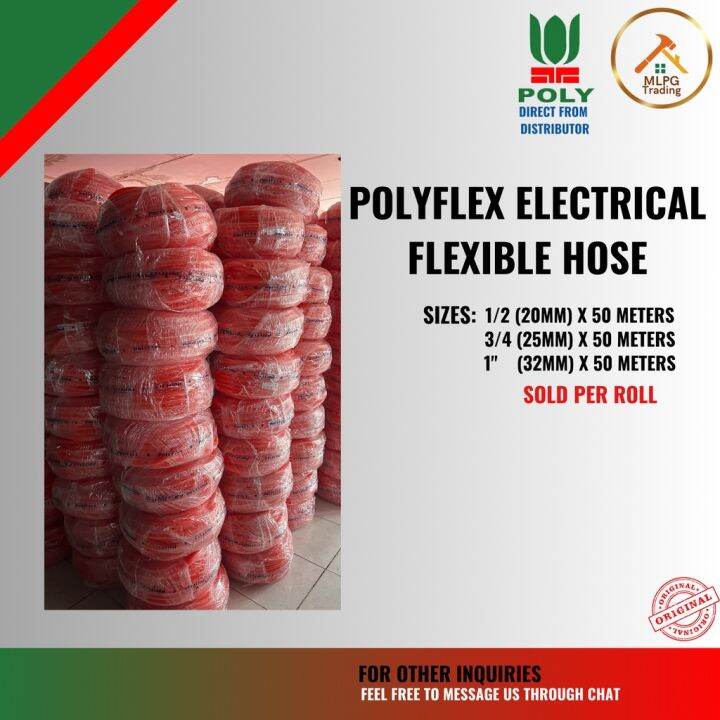 POLYFLEX Electrical Flexible Hose 1/2" (20MM), 3/4" (25MM), 1" (32MM) 50 Meters Per Roll | Lazada PH