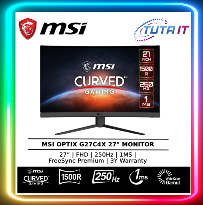 MSI G27C4X 27" Curved Gaming Monitor, 1920 x 1080 (FHD), 1ms, 250Hz ...