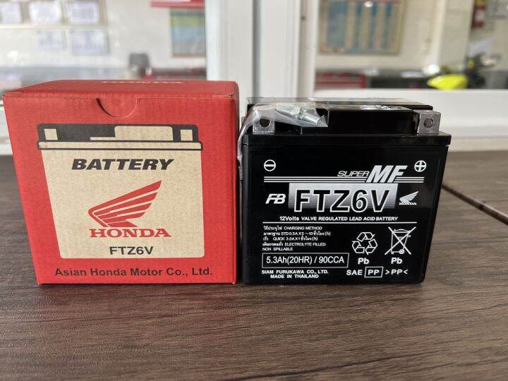 แบตเตอรี่ FTZ6 สำหรับรถจักรยานยนต์ฮอนด้ารถสตาร์ทมือ ขนาด 12 โวลต์ 6Ah ...