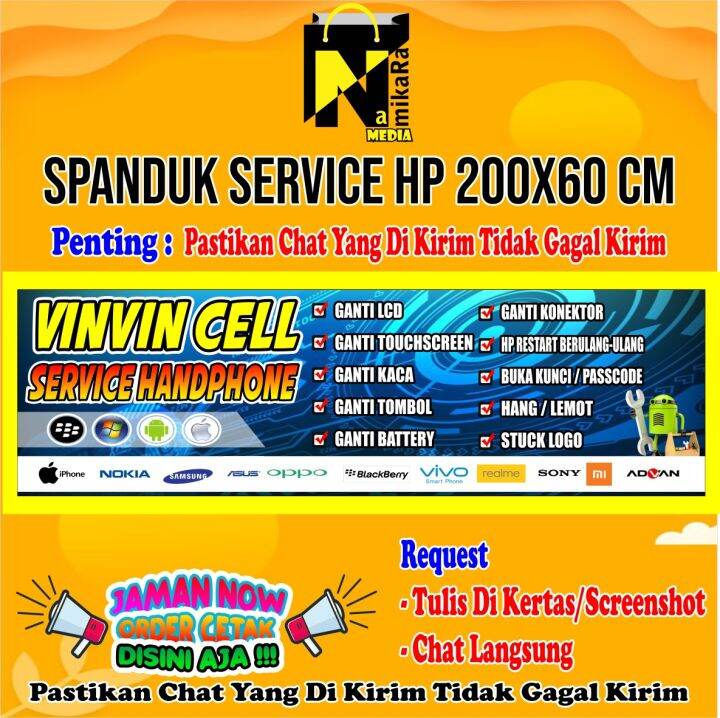 spanduk banner service Hp atau service handphone terbaru ukuran 200x60 ...