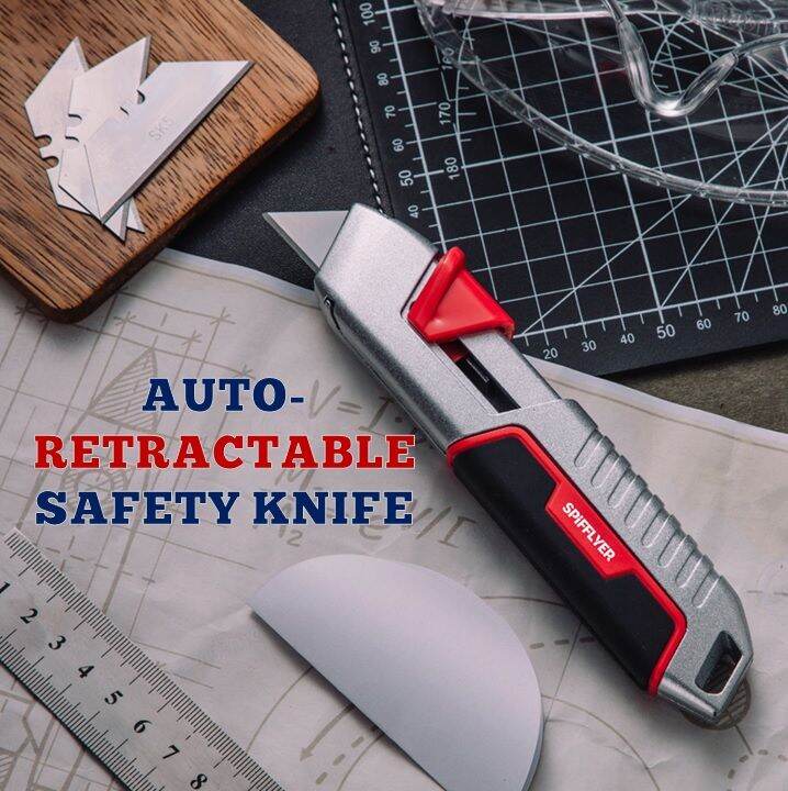 AUTO RETRACTABLE UTILITY SAFETY KNIFE- INDUSTRIAL GRADE SAFETY PENKNIFE ...