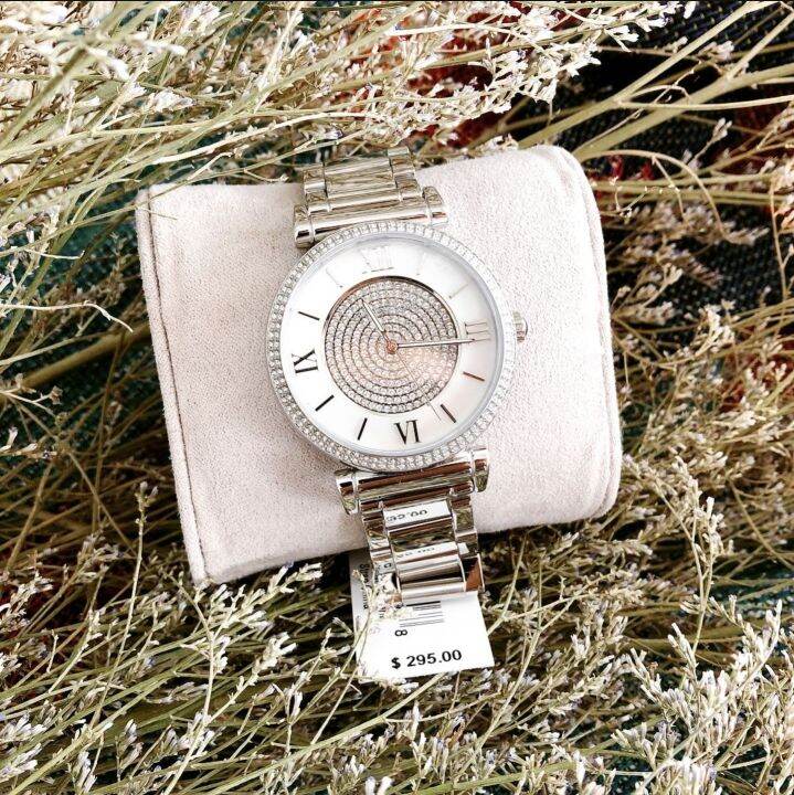 Authentic Michael Kors MK3355 Caitlin Silver Crystal Pave Dial Ladies ...