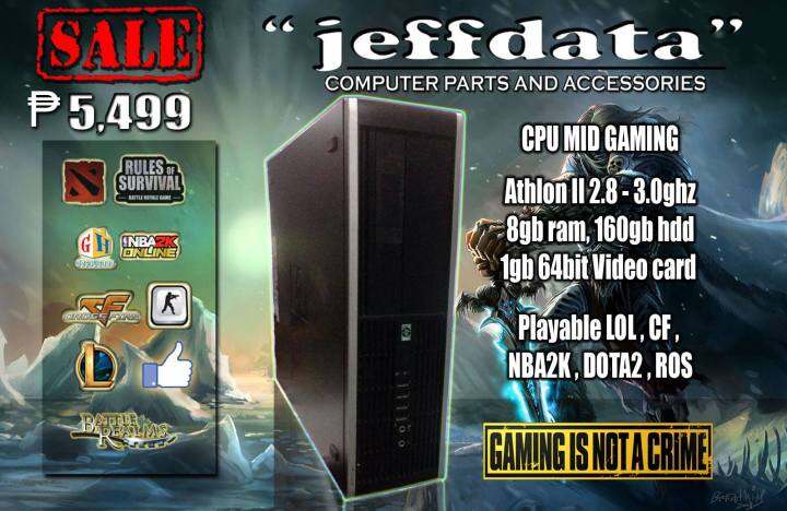 Desktop Gaming HP AMD CPU athlon II 2.8-3.0ghz 8gb ddr3 ram Nvidia 1gb ...