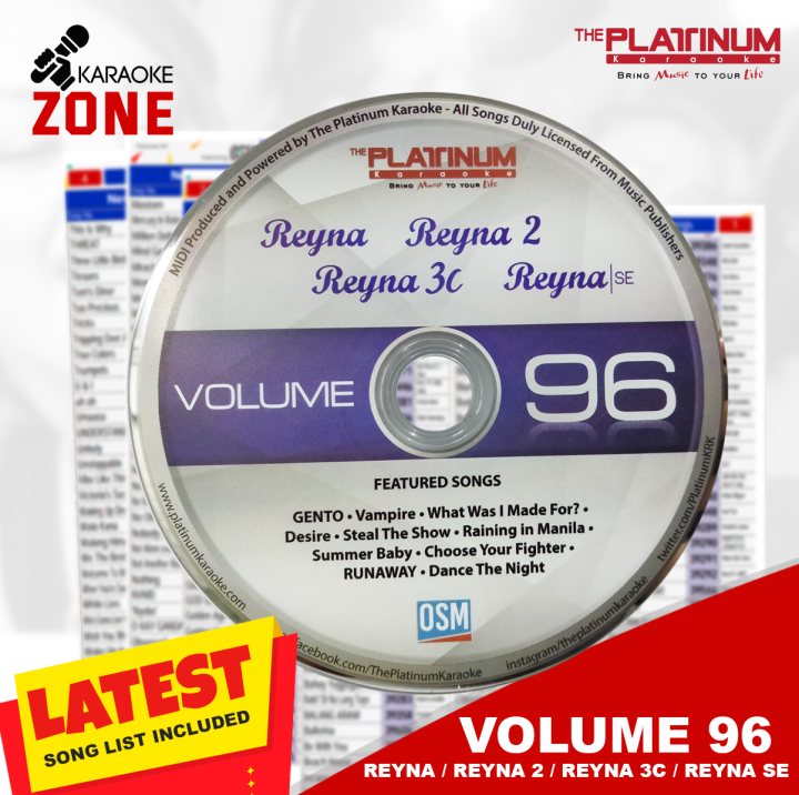 Platinum Karaoke Reyna 3C & Reyna SE CD with Additional Song List / CD with Additional Song List ...