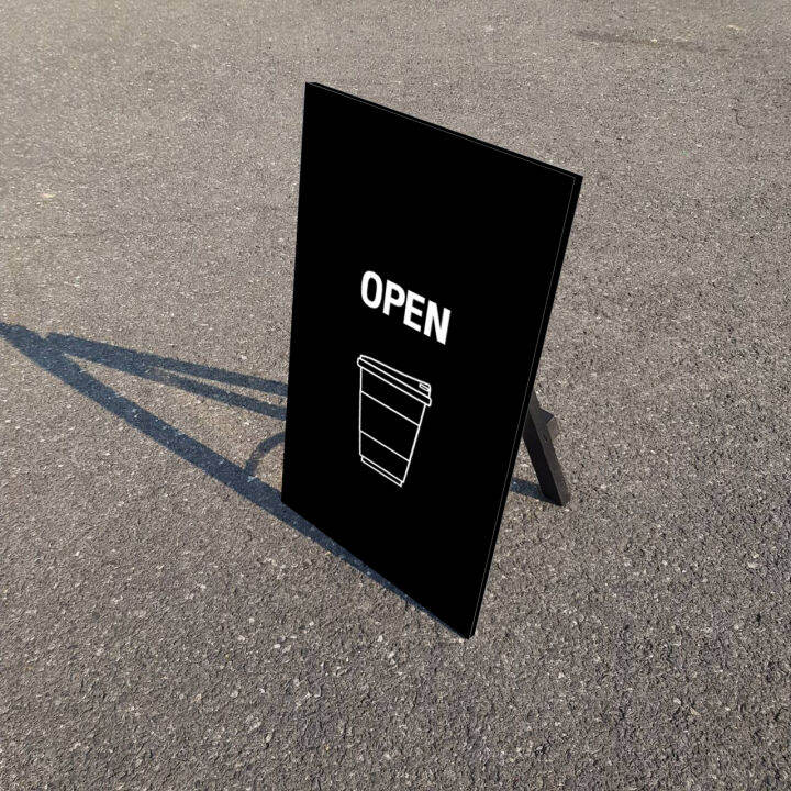 ป้ายตั้ง 1 หน้า OPEN+แก้ว ป้ายเปิดตั้งพื้น ป้ายตั้งพื้น หน้าร้าน คาเฟ่ ...