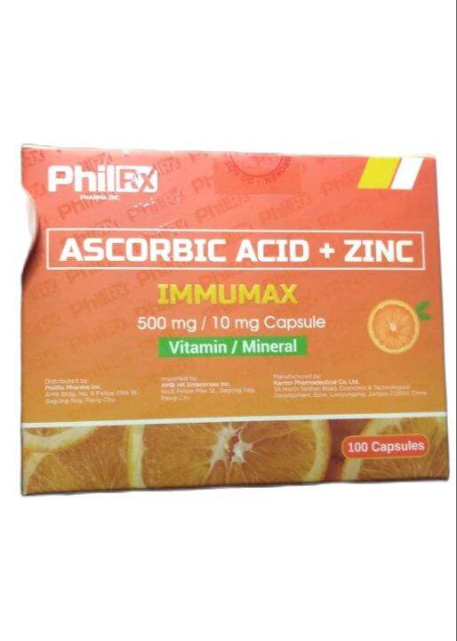 ASCORBIC ACID + ZINC IMMUMAX 500mg/10mg VITAMIN/MINERAL | Lazada PH
