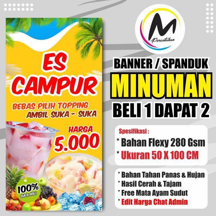 Banner Minuman Jualan es / Spanduk es viral - ukuran 50x100 cm | Lazada ...