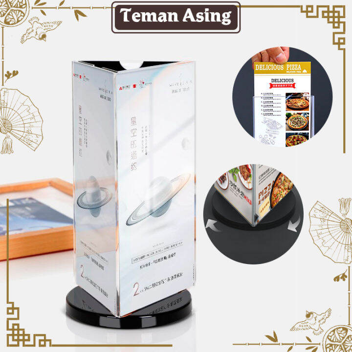 3 Sisi Rak Menu Akrilik / 360 Derajat Berputar Stand Menu Akrilik / Rotating Menu Card Stand ...